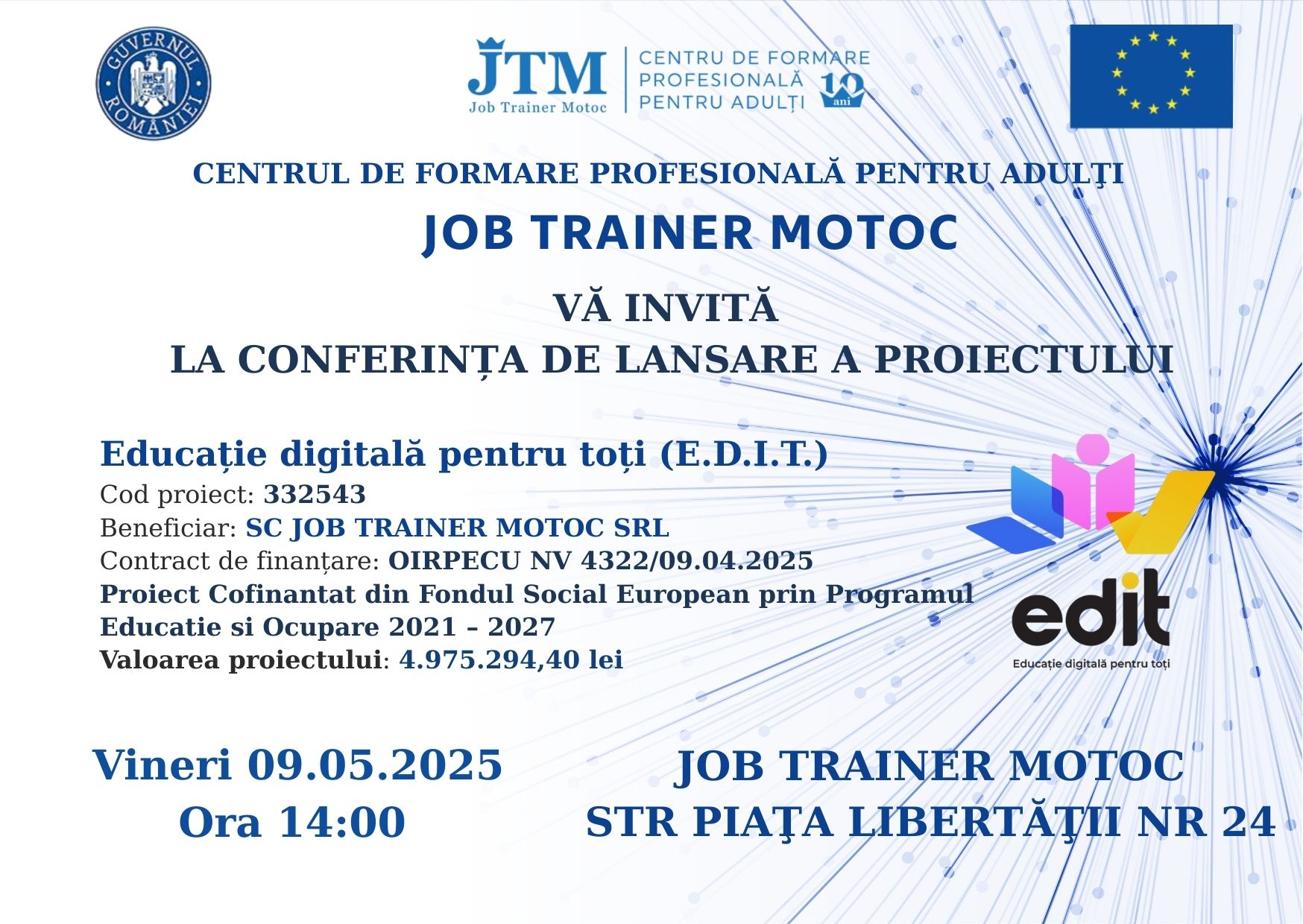 Invitație la conferința de lansare a proiectului ”Educație digitală ...